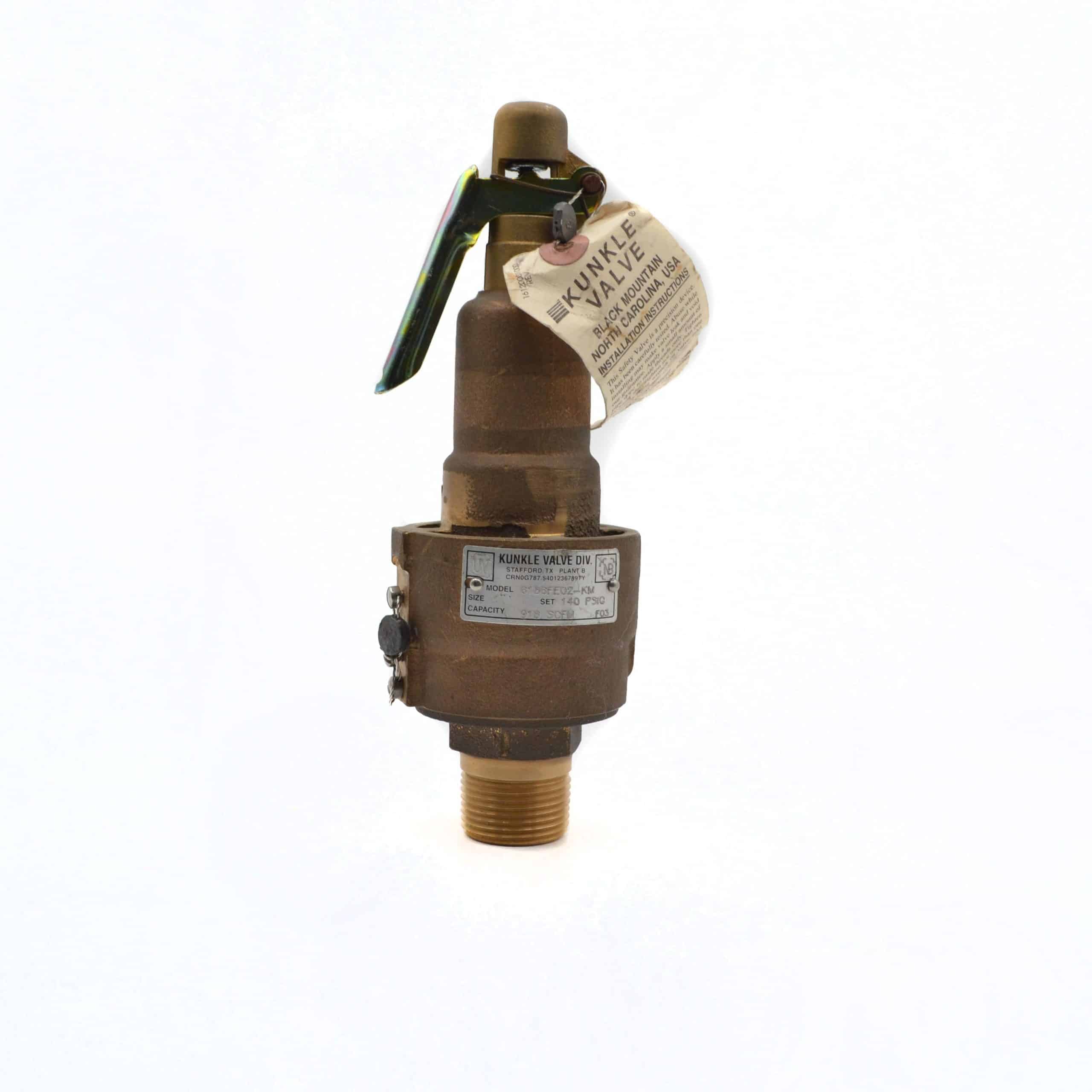 VALVULA DE SEGURIDAD DE 1″ X 140 PSIG KUNKLE 6186FE02-KM CAP 918 SCFM ...