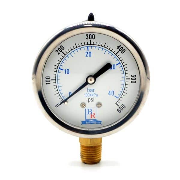 MANÓMETRO 0-600 PSI DE 2 1/2″ X 1/4″NPT BLUE RIBBON BR201L-254K C ...