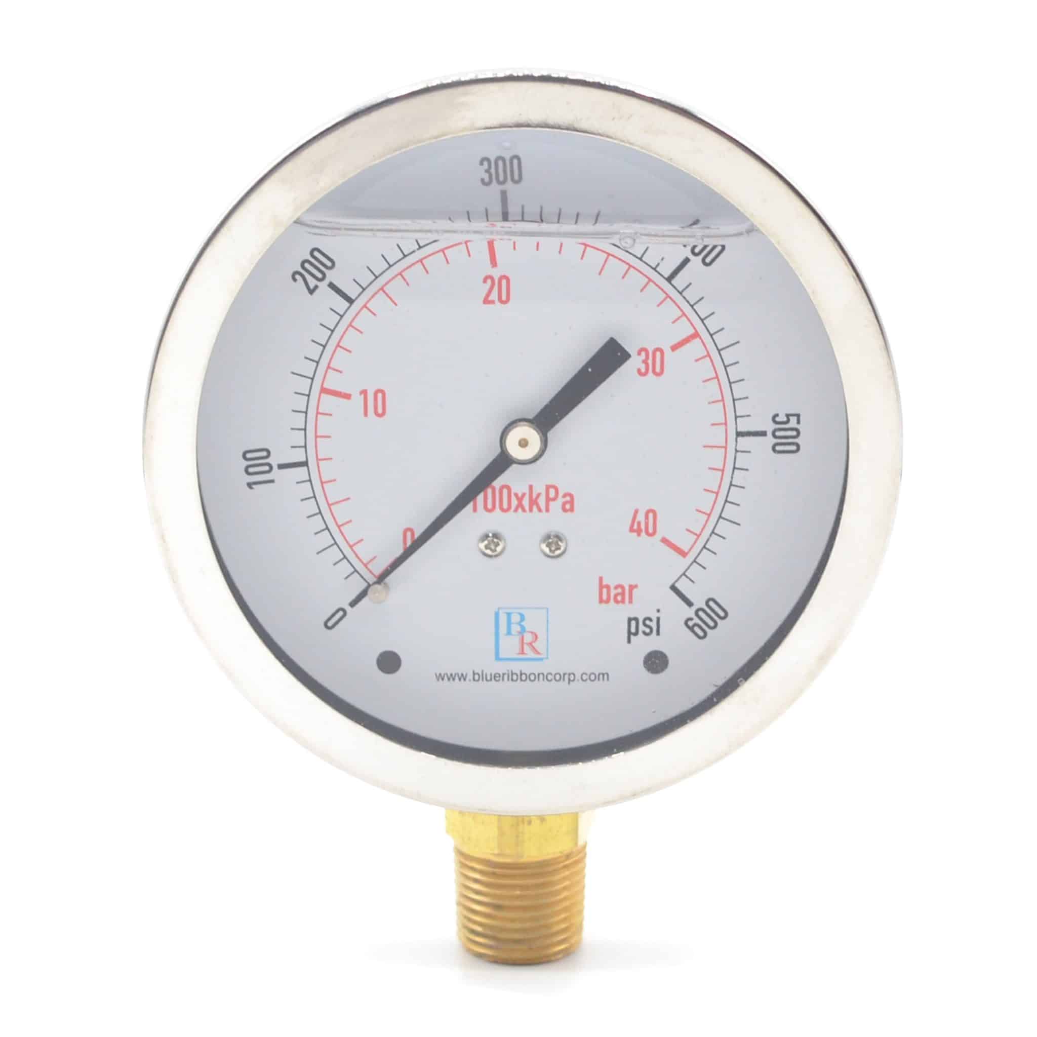 MANÓMETRO BLUE RIBBON BR201L-402K 0-600 PSI DE 4" X 1/2"NPT C/GLICERINA ...