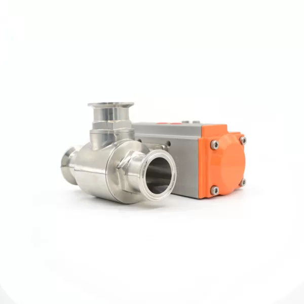 VÁLVULA ESFÉRICA NEUMÁTICA SANITARIA DE 1 1/2″ TIPO T 3 VÍAS SS304 TRI ...